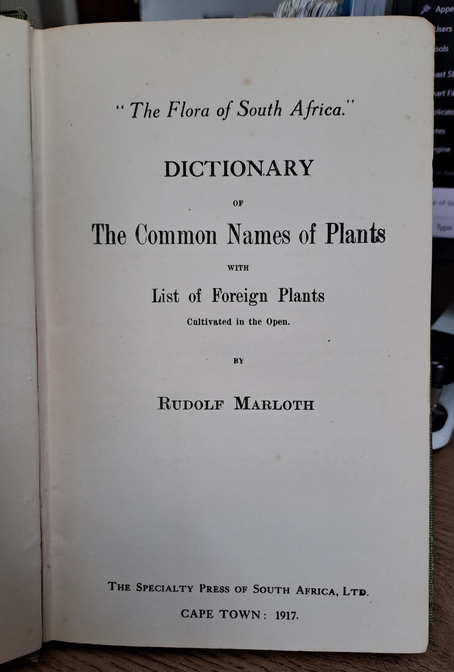 The Common Names of Plants - (Second-Hand) - Silverhill Seeds